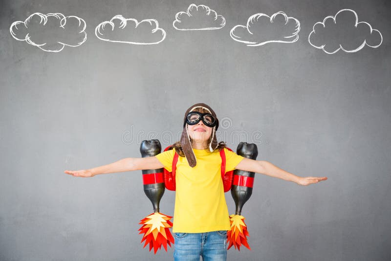 Kid Playing with Jet Pack at Home Stock Photo - Image of home, play ...