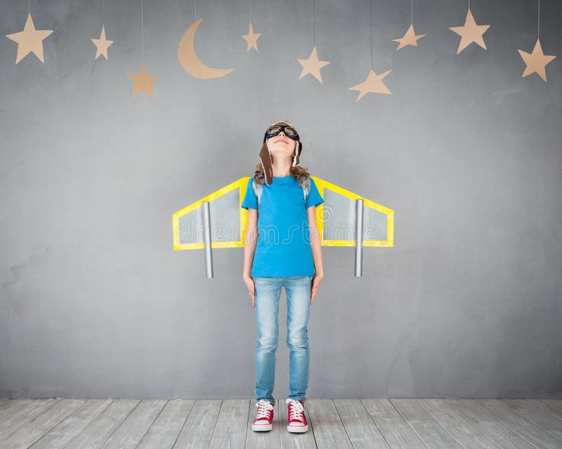 Kid Playing with Jet Pack at Home Stock Photo - Image of inspiration ...