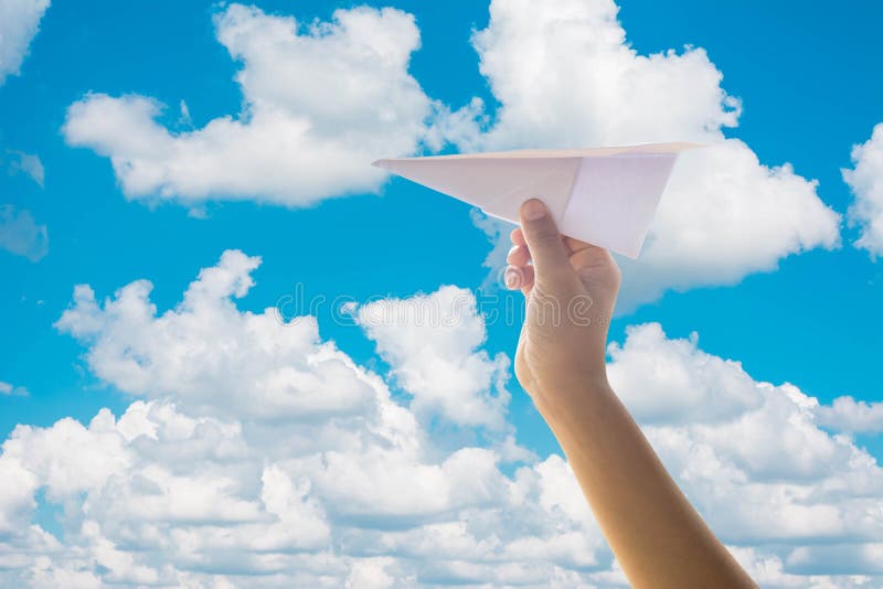 Kid playing paper airplane stock photo. Image of freedom - 80595484