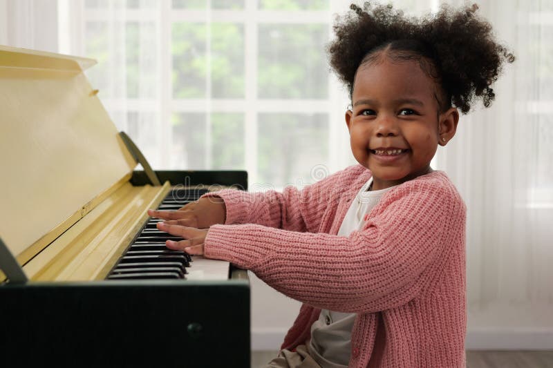 Kid Playing Piano, Daughter in Piano Class, Happy Kid Playing Piano ...
