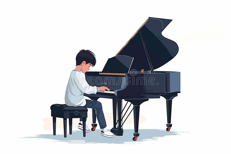 Kid Playing on Piano Stock Image Isolated Vector Style Stock Vector ...
