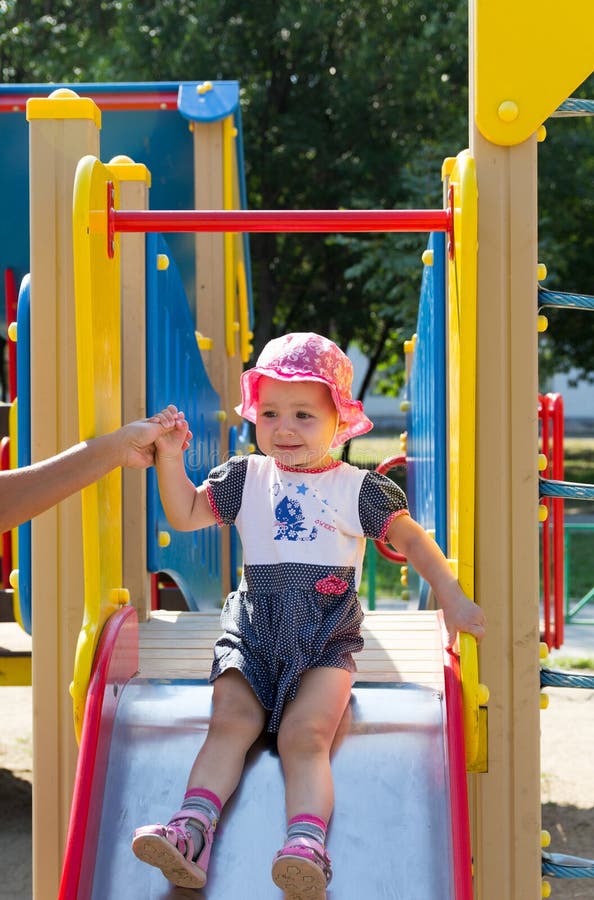 The Kid is Playing on the Playground Stock Image - Image of children ...