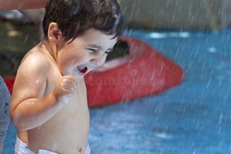 Kid Playing in the Pool, Funny Boy in Summer Stock Photo - Image of ...
