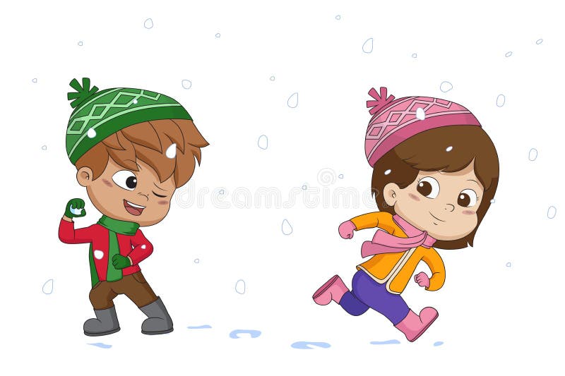 Kid Playing Snow with Friends.vector and Illustration Stock Vector ...