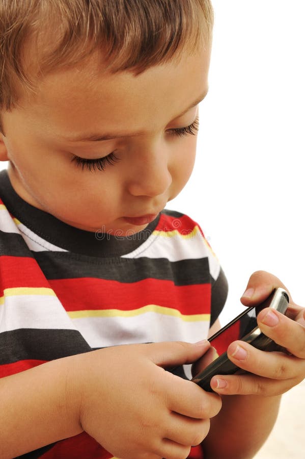 Kid Playing with Touch Mobile Stock Photo - Image of playful, portrait ...