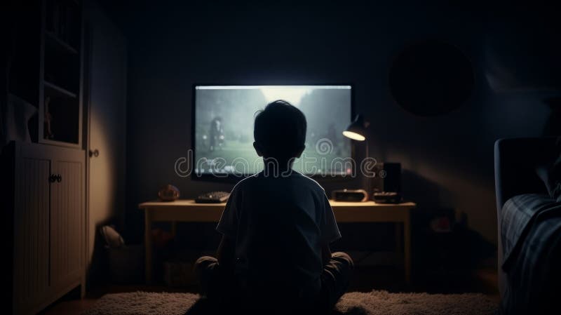 Kid Playing Video Games in His Room. Generative AI Stock Illustration ...