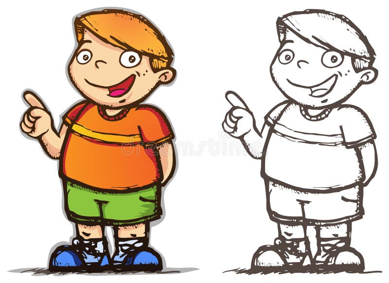 Kid Pointing stock vector. Illustration of sketch, orange - 14057907