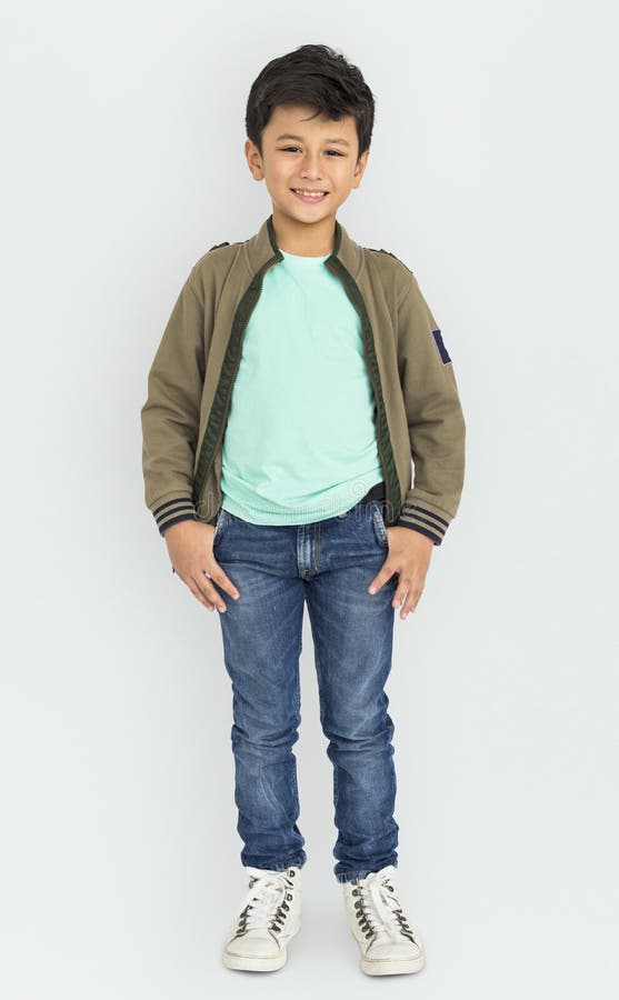 Kid Pose Standing Studio Concept Stock Photo - Image of isolated ...