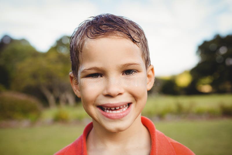 Kid Posing at Camera during a Sunny Day Stock Photo - Image of happy ...