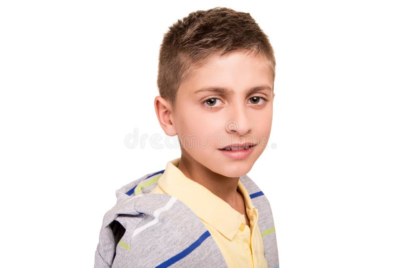 Kid posing over white stock photo. Image of grey, little - 44858780