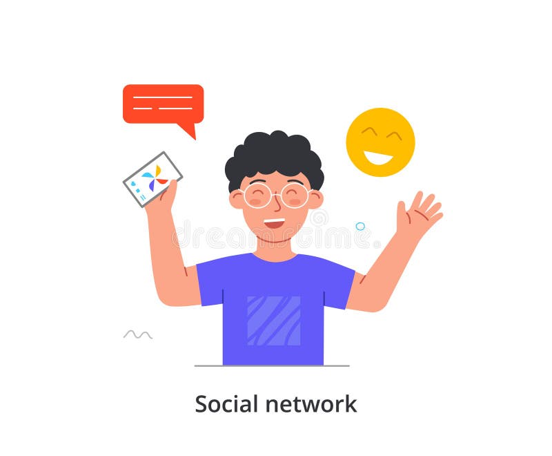 Kid Posting and Commenting on Social Network Stock Vector ...