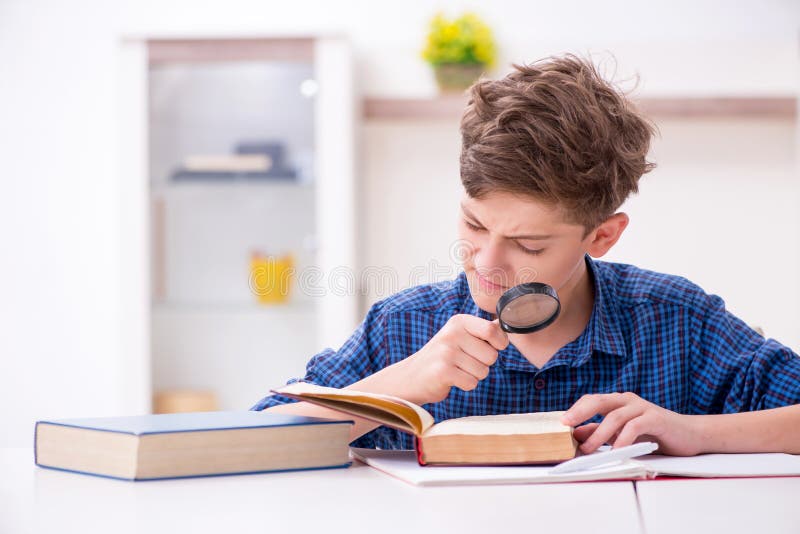 Kid Preparing for School at Home Stock Photo - Image of homework ...