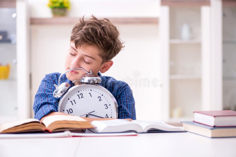 Kid Preparing for School at Home Stock Image - Image of book, napping ...