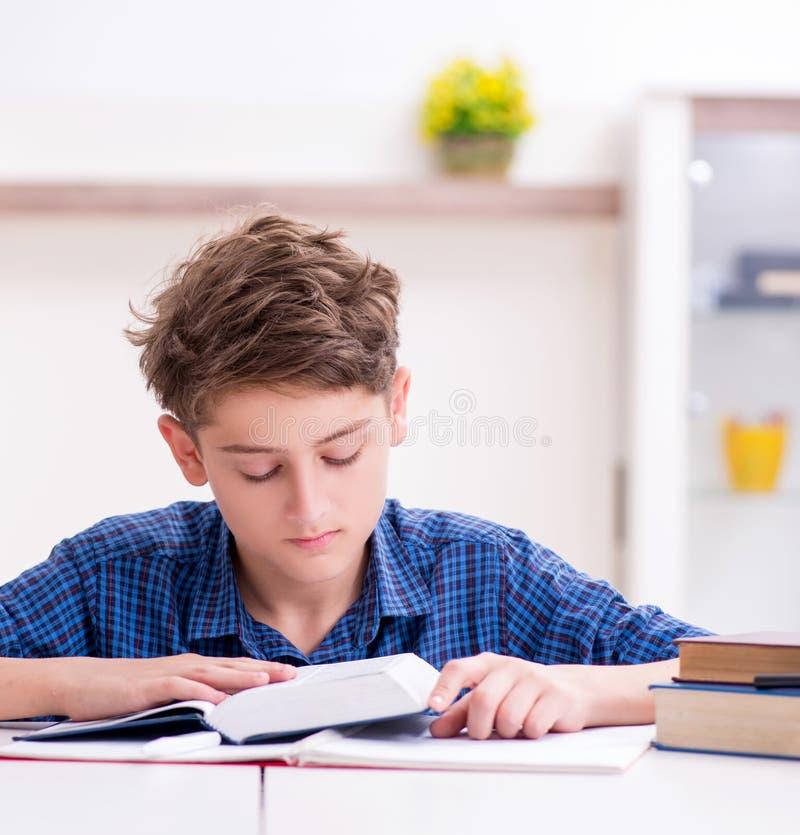Kid Preparing for School at Home Stock Image - Image of homework ...