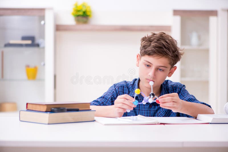 Kid Preparing for School at Home Stock Photo - Image of biologist ...
