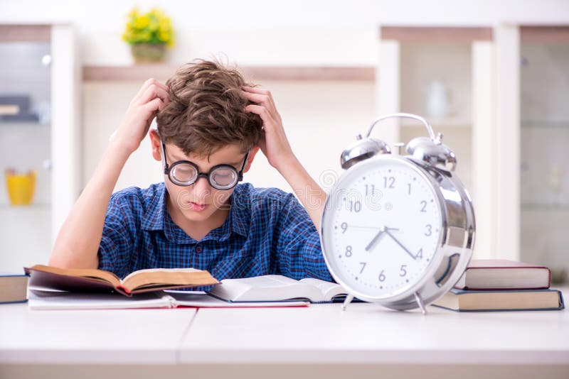 Kid Preparing for School at Home Stock Image - Image of glasses ...