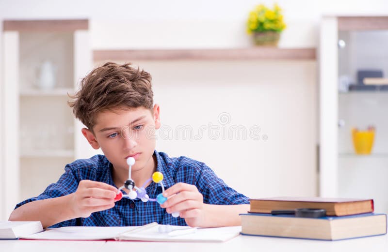 Kid Preparing for School at Home Stock Image - Image of exams ...