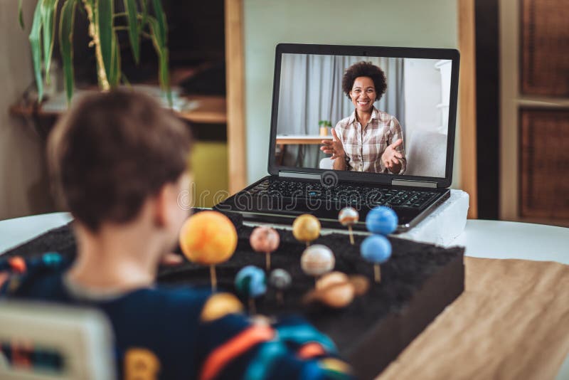 Kid Presenting His Science Home Project - the Planets of Our Solar ...