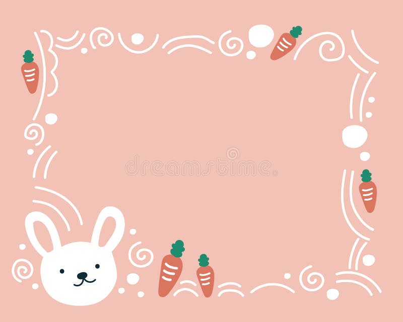 Pink Kid Rabbit Cartoon Frame Stock Vector - Illustration of circle ...
