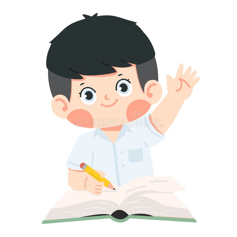 Kid Raise Hand To Answer the Question Stock Vector - Illustration of ...