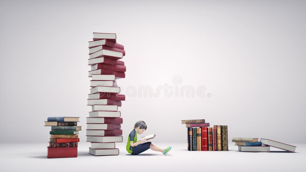 Kid Reading Book Side Stock Illustrations – 90 Kid Reading Book Side ...