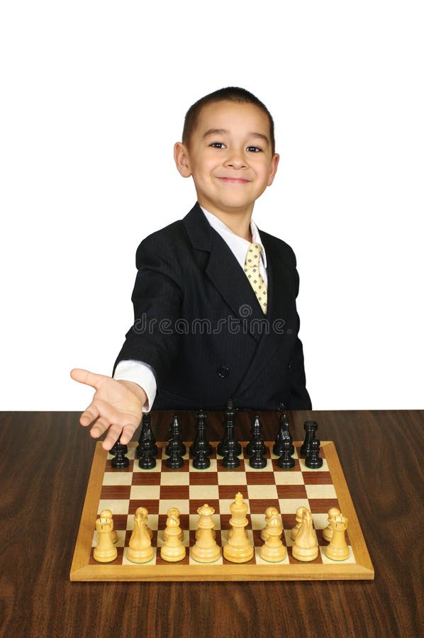 Kid ready to play chess stock photo. Image of game, decision - 13738802