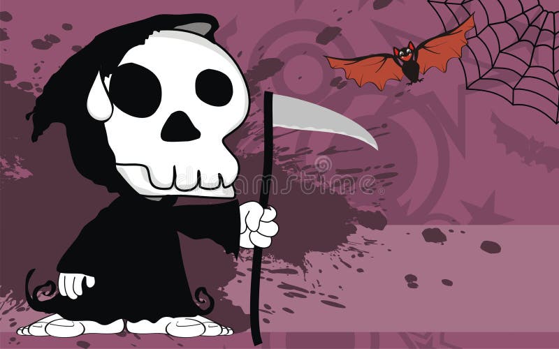 Funny Death Reaper Cartoon Halloween Copy Space5 Stock Vector ...