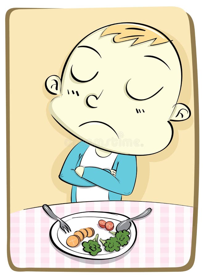 Kid Refusing To Eat Vegetable. Stock Vector - Illustration of vegetable ...