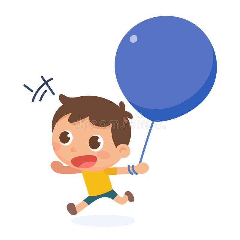 The Kid is Romping Happily with a Balloon. Stock Illustration ...