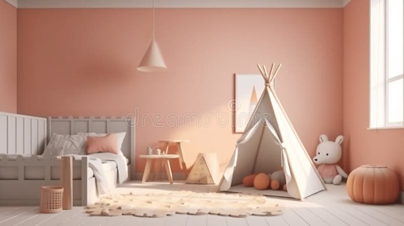 Kid Room Mock Up Interior. Generative AI Stock Illustration ...
