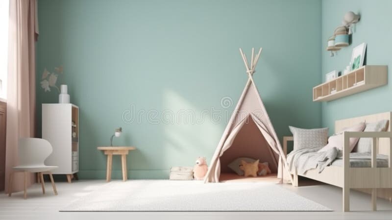 Kid Room Mock Up Interior. Generative AI Stock Illustration ...
