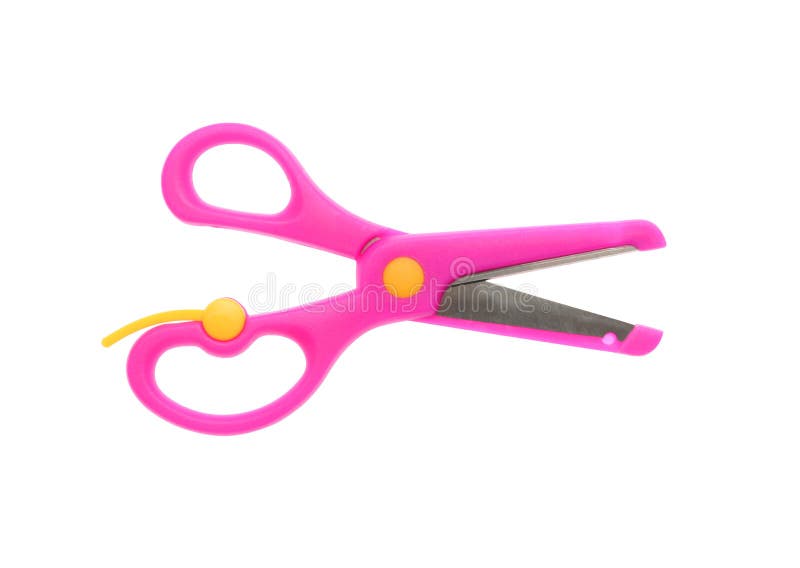 Kid`s Color Scissors Isolated on White, Top View Stock Image - Image of ...