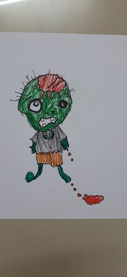 Kid S Drawing of Unwell Person Editorial Stock Photo - Image of green ...