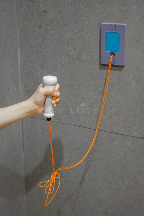 Kid`s Hand Holding Emergency Alarm Switch with Rope Stock Image - Image ...