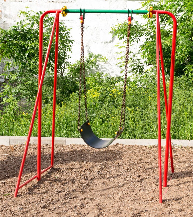 Kid S Modern Red Playground Swing Stock Image - Image of childhood ...