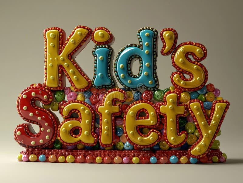 Kid s Safety 3d text stock illustration. Illustration of design - 381565917
