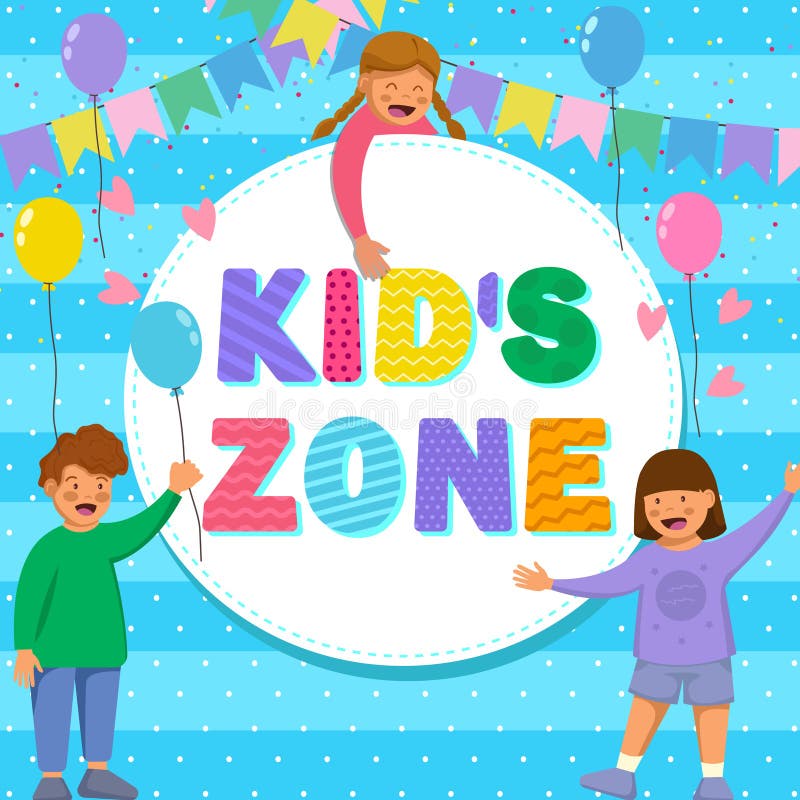 Kid`s Zone Concept Poster. Paper Balloons Stock Illustration ...