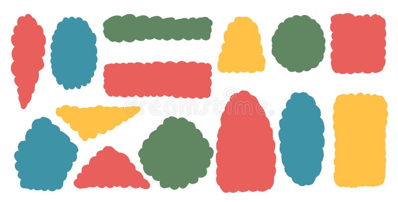 Kid Scallop Shape Set. Childish Text Boxes Frames Pack Stock ...