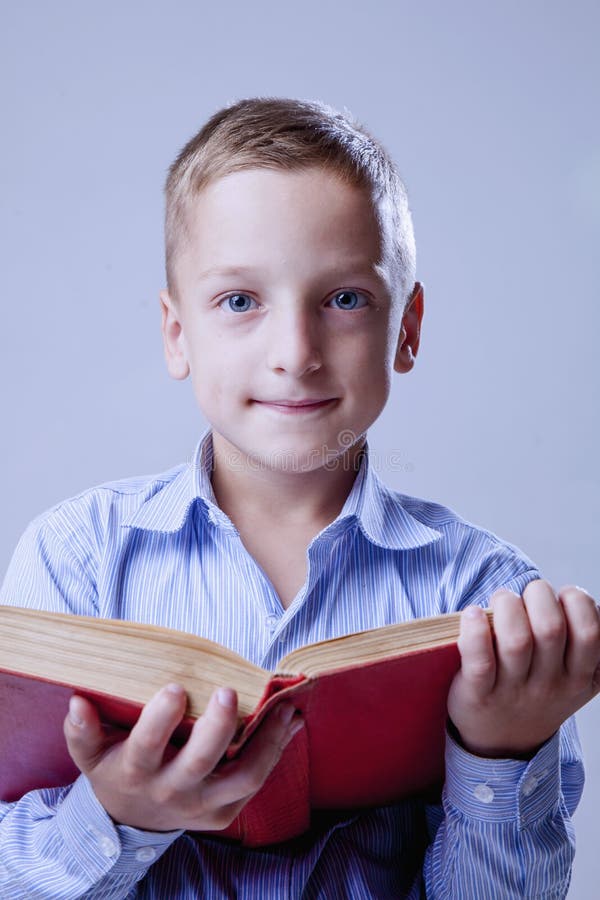 Kid of School Age with Book As Symbol of Learning, Knowledge and Stock ...