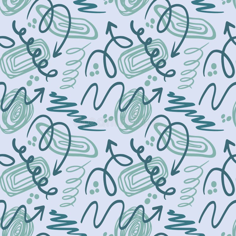 Kid Scribble Pattern, Minimal Doodles. Abstract Fun Shapes, Random Line ...