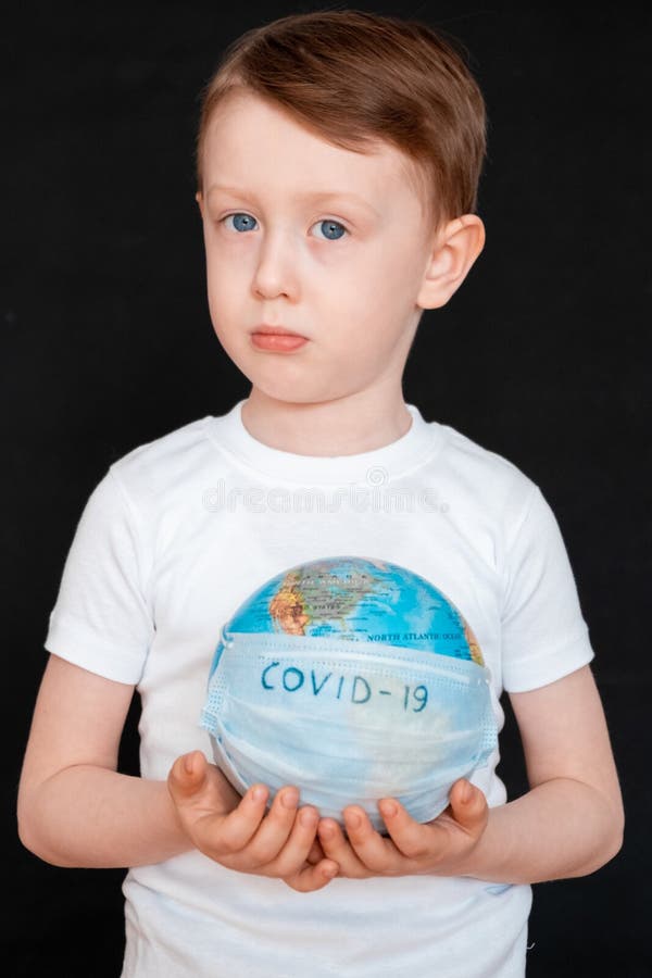 Kid in Self Isolation Looking at Globe Learning about Covid-19 ...