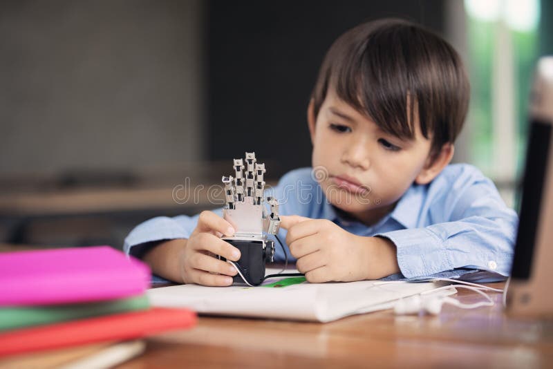 Kid Self Isolation Using Tablet for His Homework, Child Playing with ...