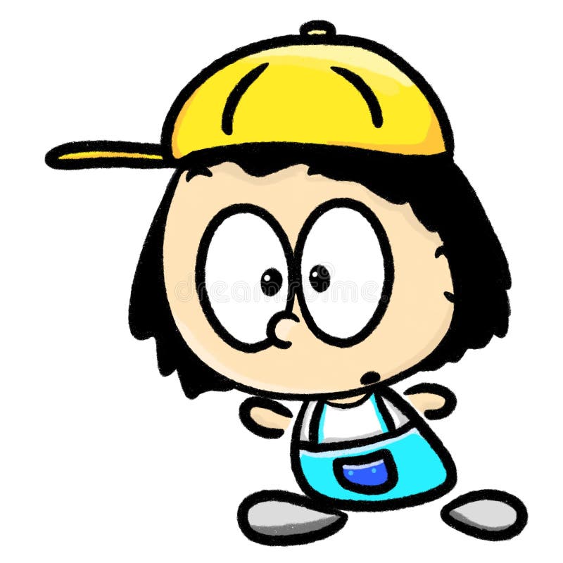 Cute Kid Shocks Cartoon Illustration, Kid with Cap, Child Character ...