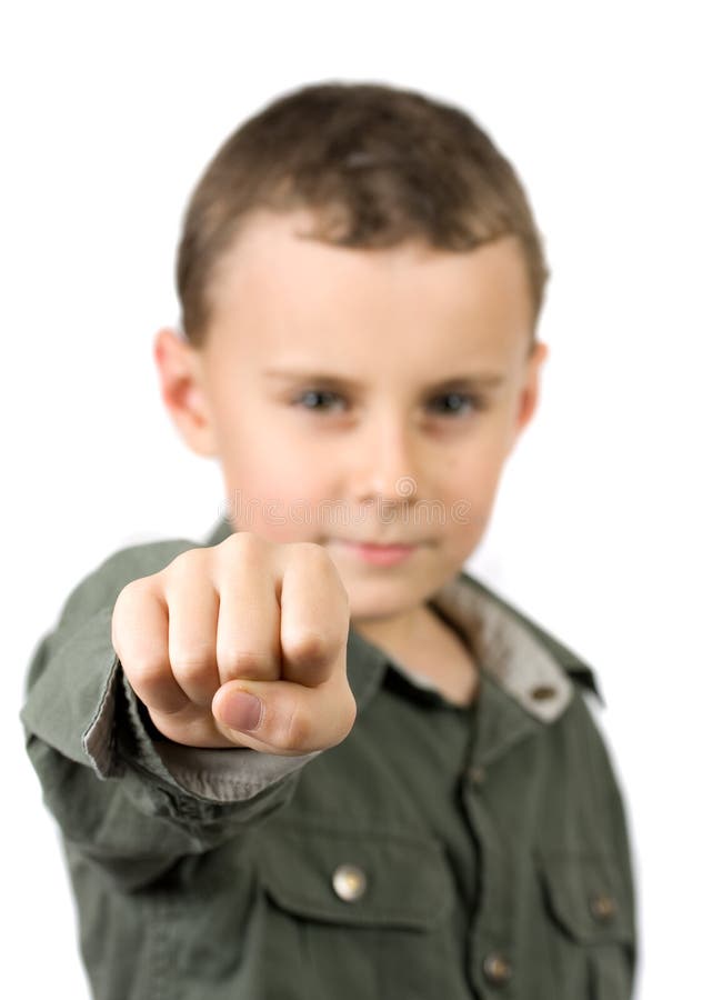 Young Boy Raising Fist Victorious Stock Image - Image of cheer ...