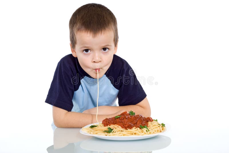 Kid sipping up pasta stock image. Image of healthy, health - 7714369