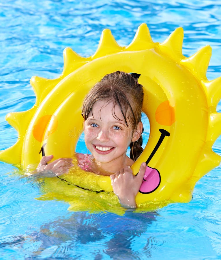 Kid Sitting on Inflatable Ring. Stock Photo - Image of float, smile ...