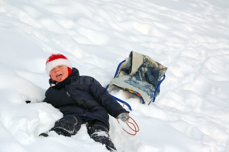 Kid in snow stock image. Image of frost, clothes, activity - 7613427