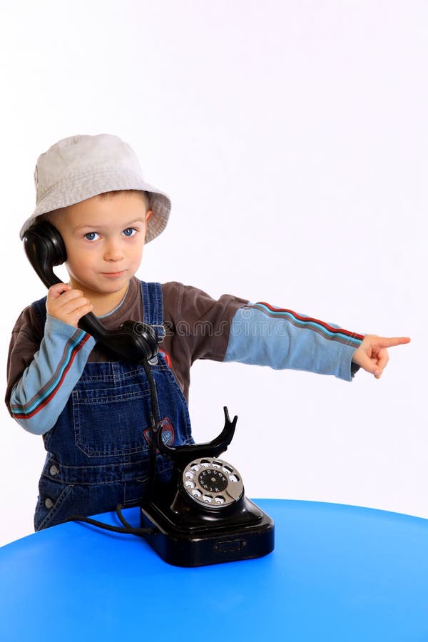 Kid Speaking on the Telephone Stock Image - Image of office, phone ...