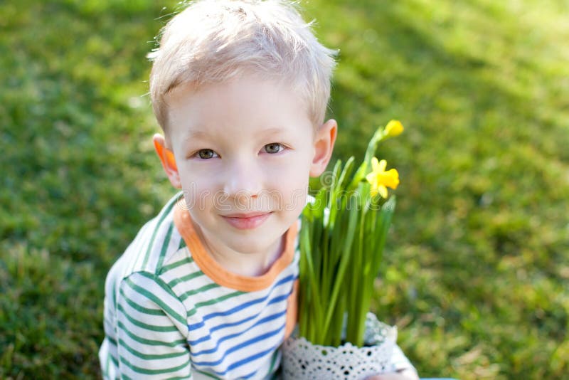 Kid at spring stock photo. Image of child, flower, cheerful - 47719186