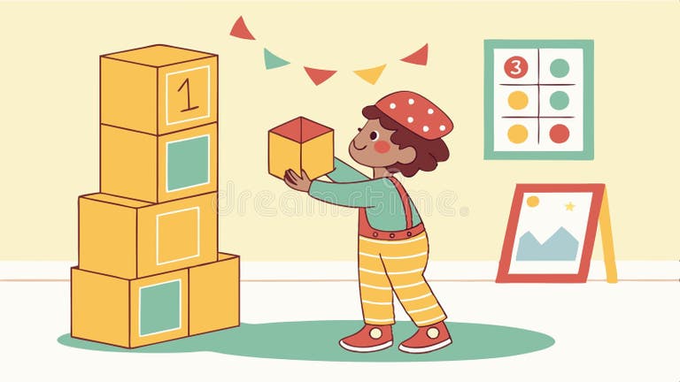 Kid Stacking Number Blocks, Classroom Math, Number Skill, Educational ...